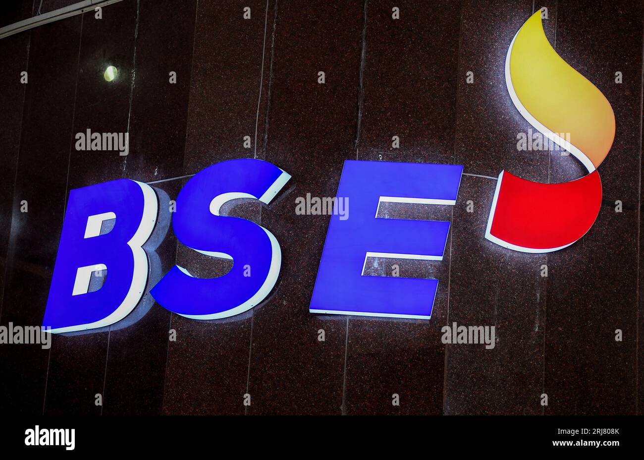 Mumbai, India. 21st Aug, 2023. A new Bombay Stock Exchange (BSE) logo ...