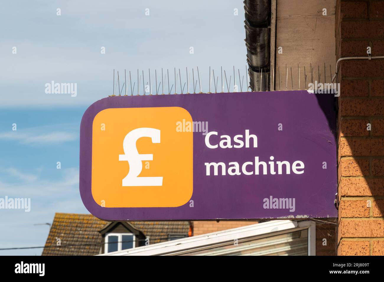 Cash machine sign outside a Sainsburys supermarket Stock Photo - Alamy