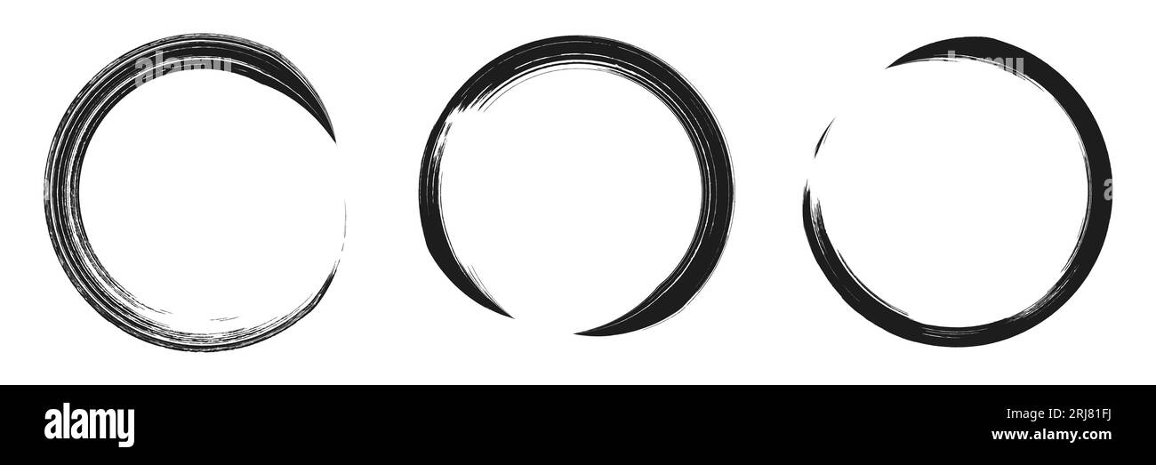 Collection hand drawn round shape. Sketch of circular doodles with a ...