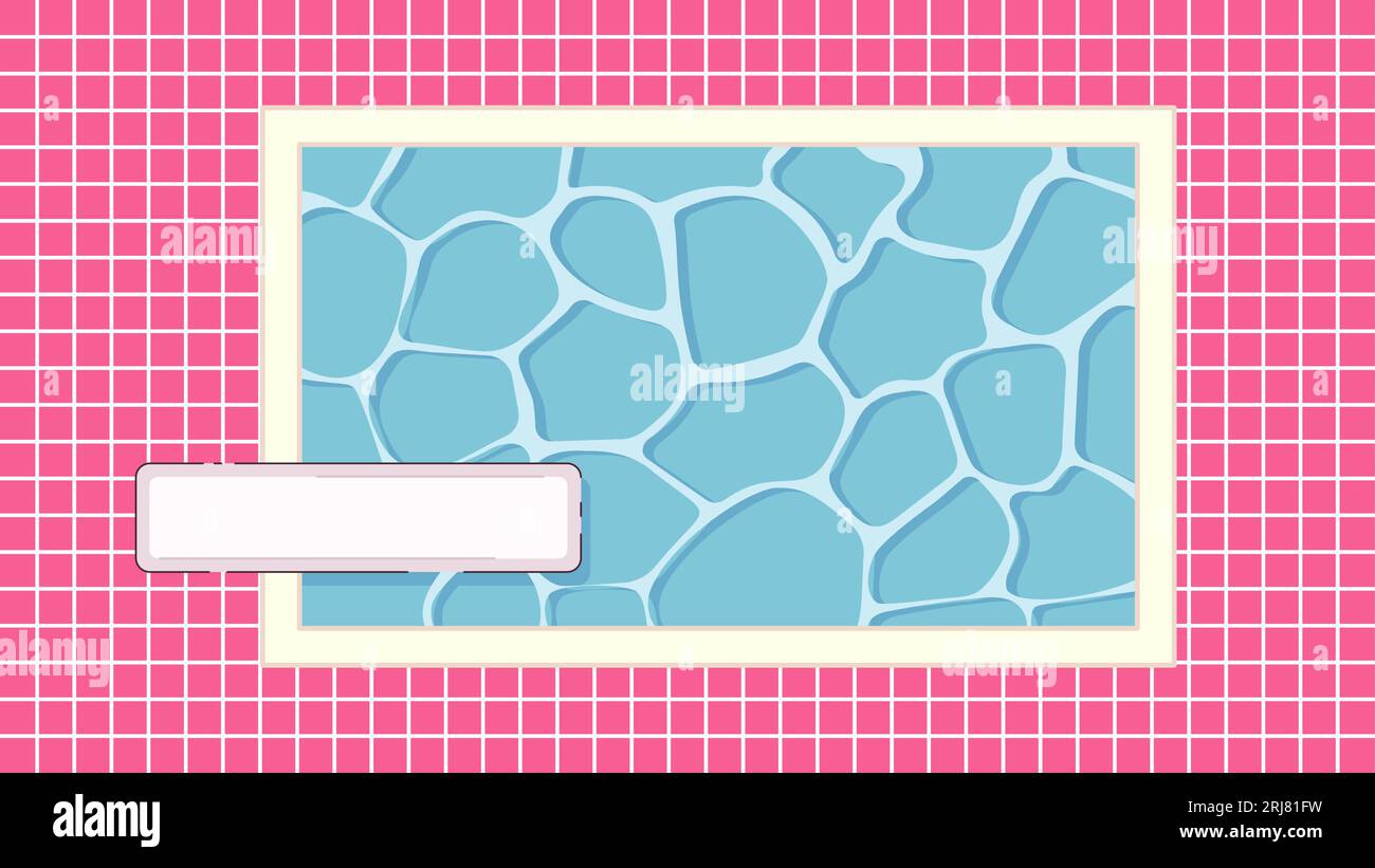 Swimming pool top view cute kawaii lo fi background Stock Vector Image ...