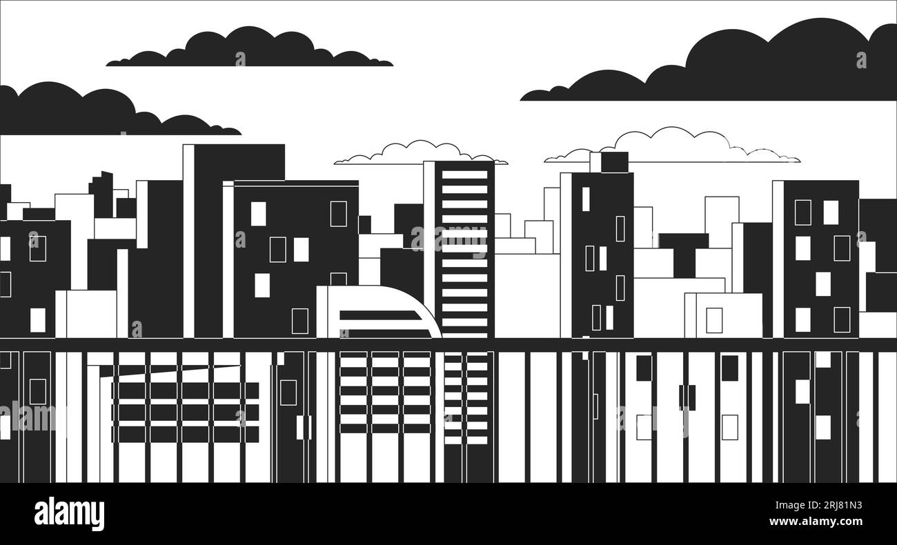 Observation desk black and white chill lo fi background Stock Vector ...