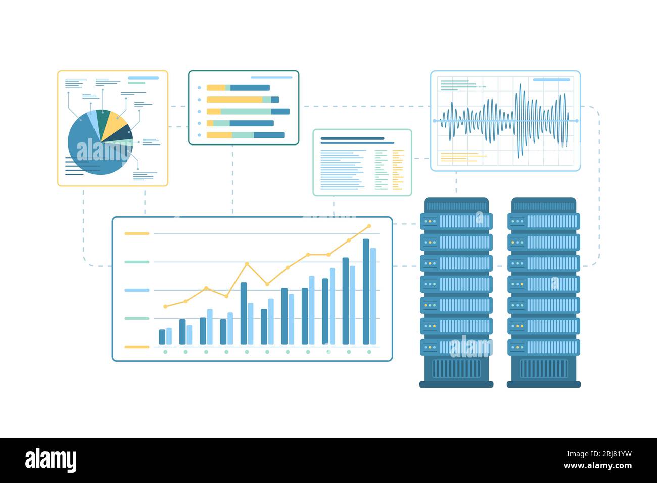 Data research, storage and monitoring with server system vector ...