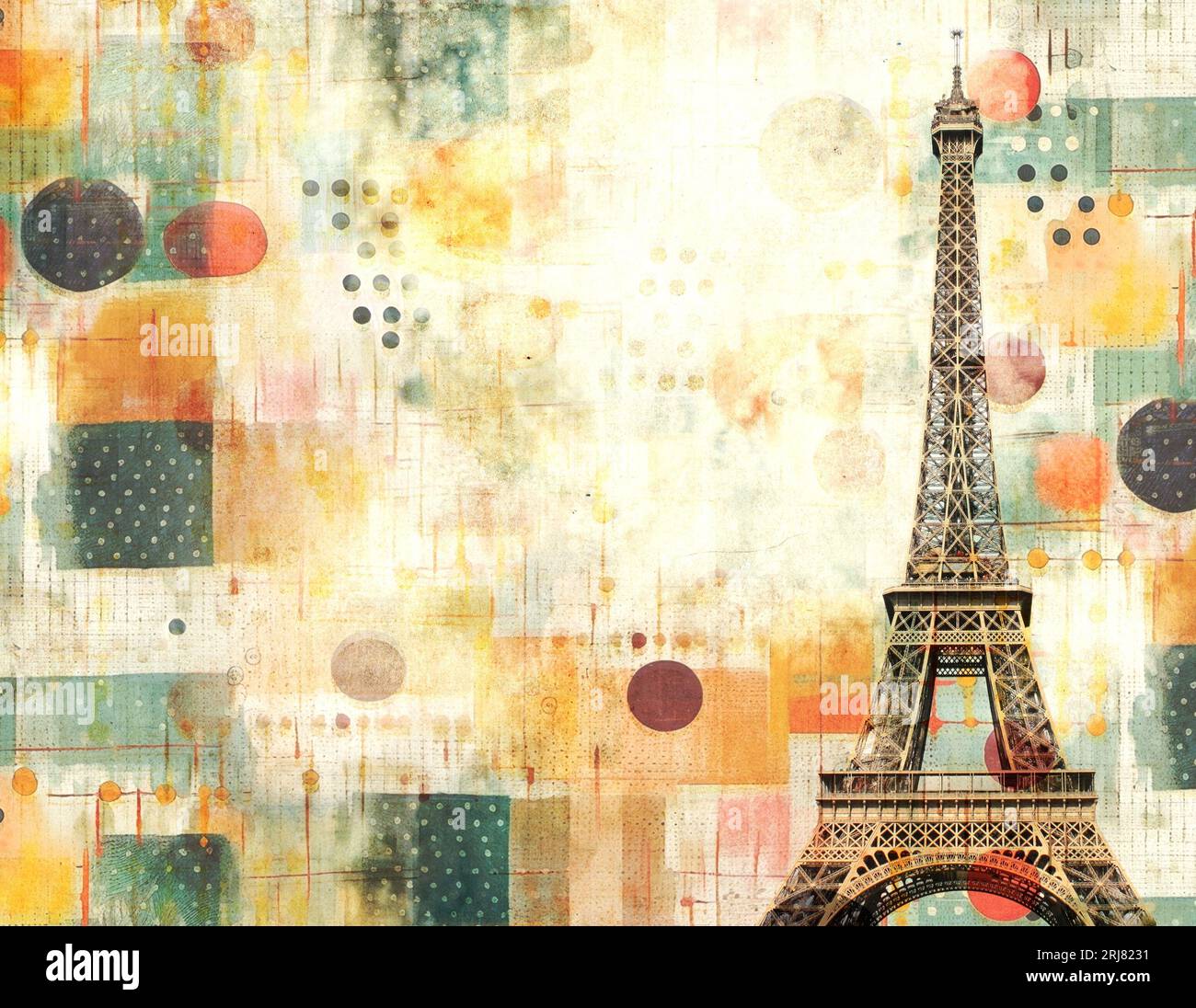 Old cardboard texture with Eiffel Tower - famous landmark of Paris and ...