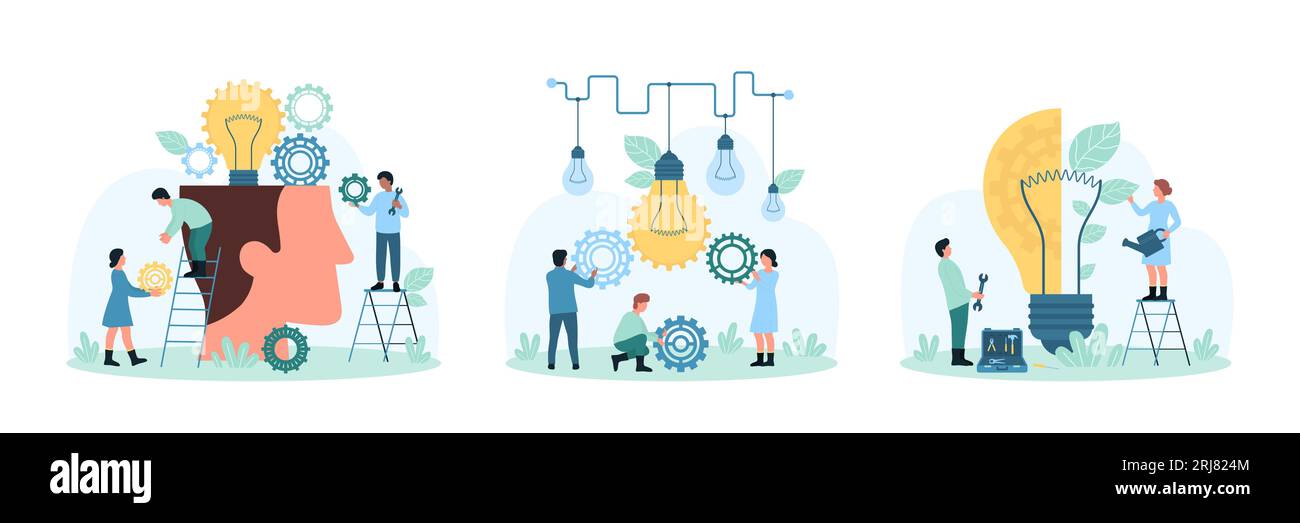 Productive training, development of sustainable projects set vector ...