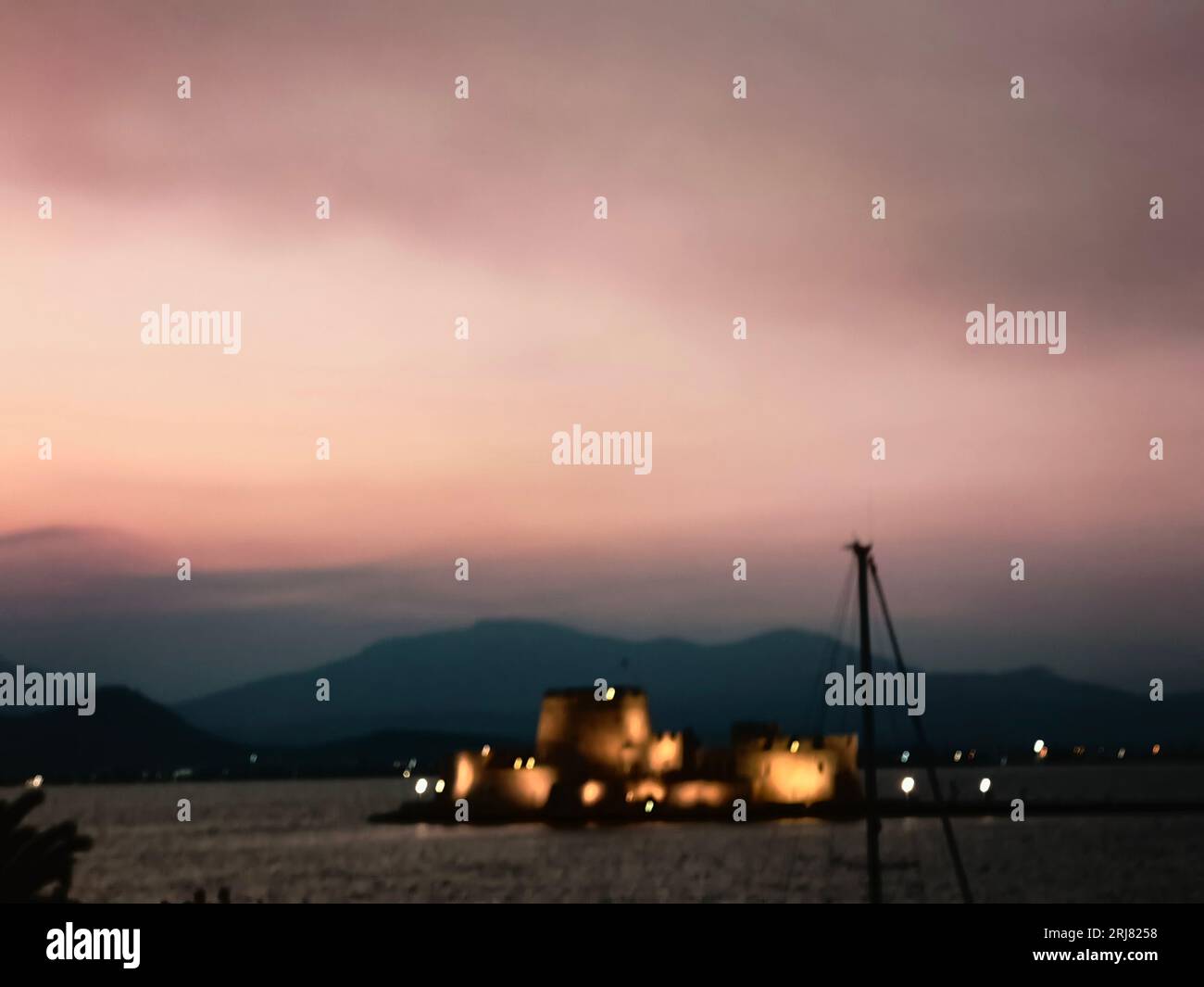 GREECE- RED SUNSET AFTER FIRE IN PELOPONNESE Stock Photo - Alamy