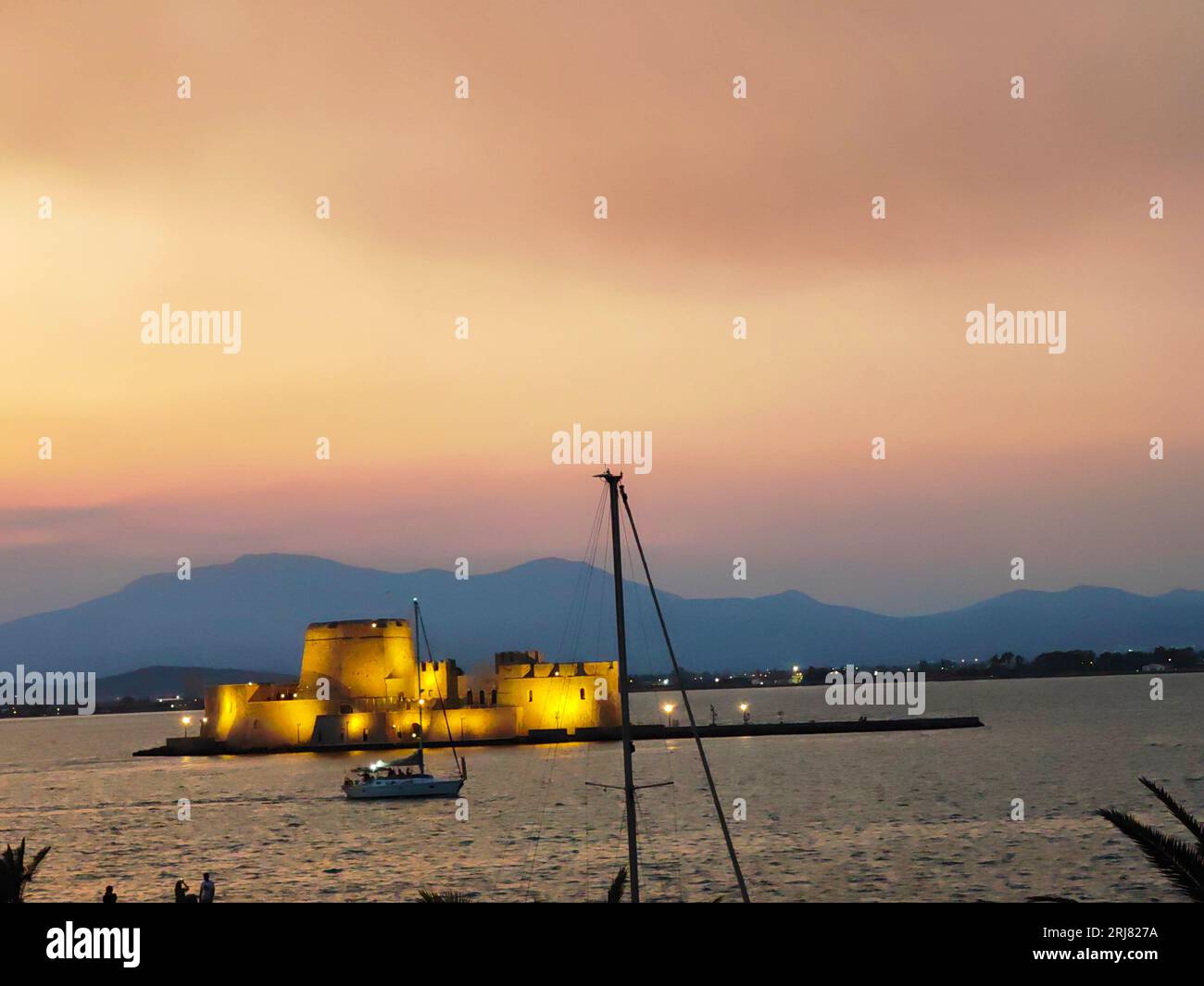 GREECE- RED SUNSET AFTER FIRE IN PELOPONNESE Stock Photo - Alamy