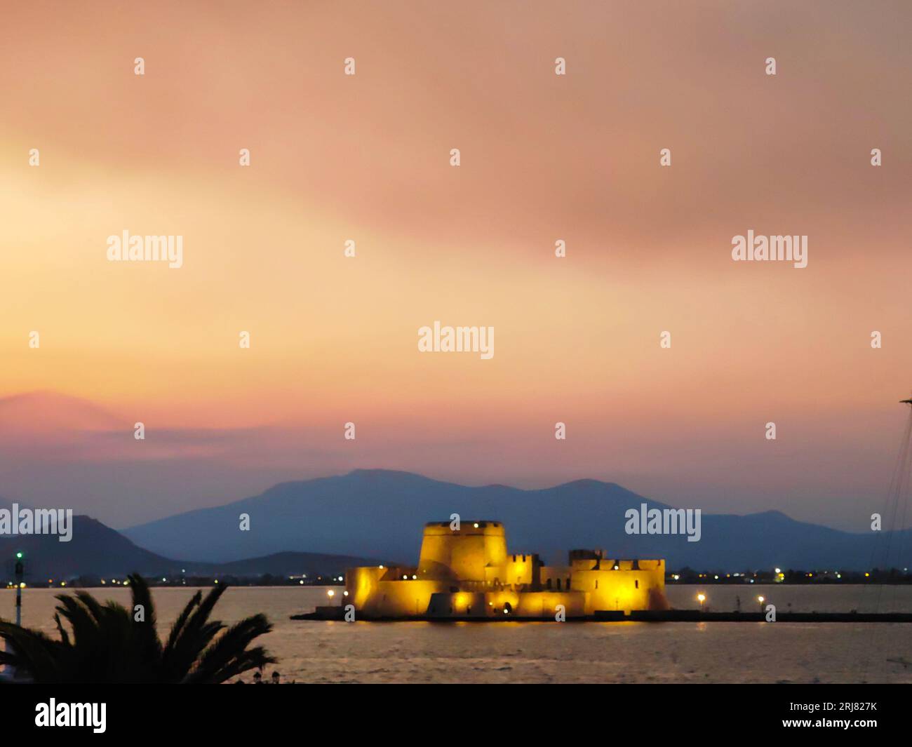 GREECE- RED SUNSET AFTER FIRE IN PELOPONNESE Stock Photo - Alamy