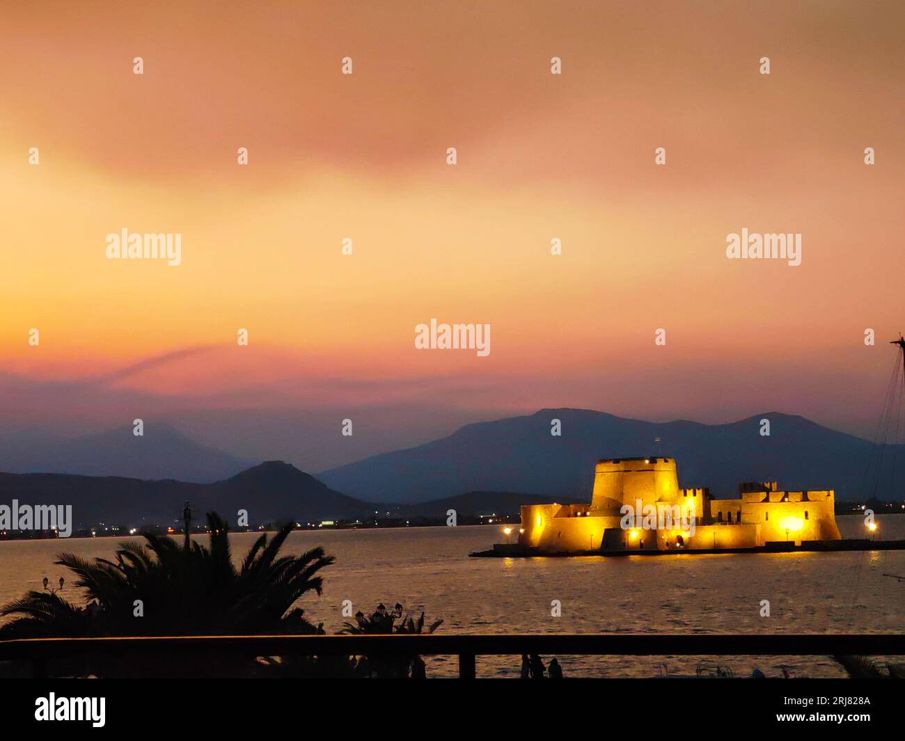 GREECE- RED SUNSET AFTER FIRE IN PELOPONNESE Stock Photo - Alamy