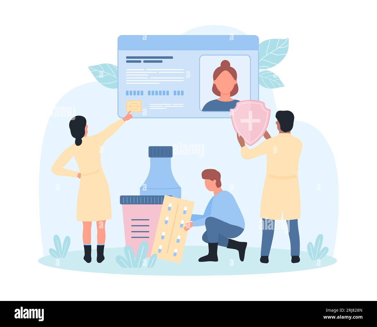 Healthcare and medical care for patient with insurance card vector ...