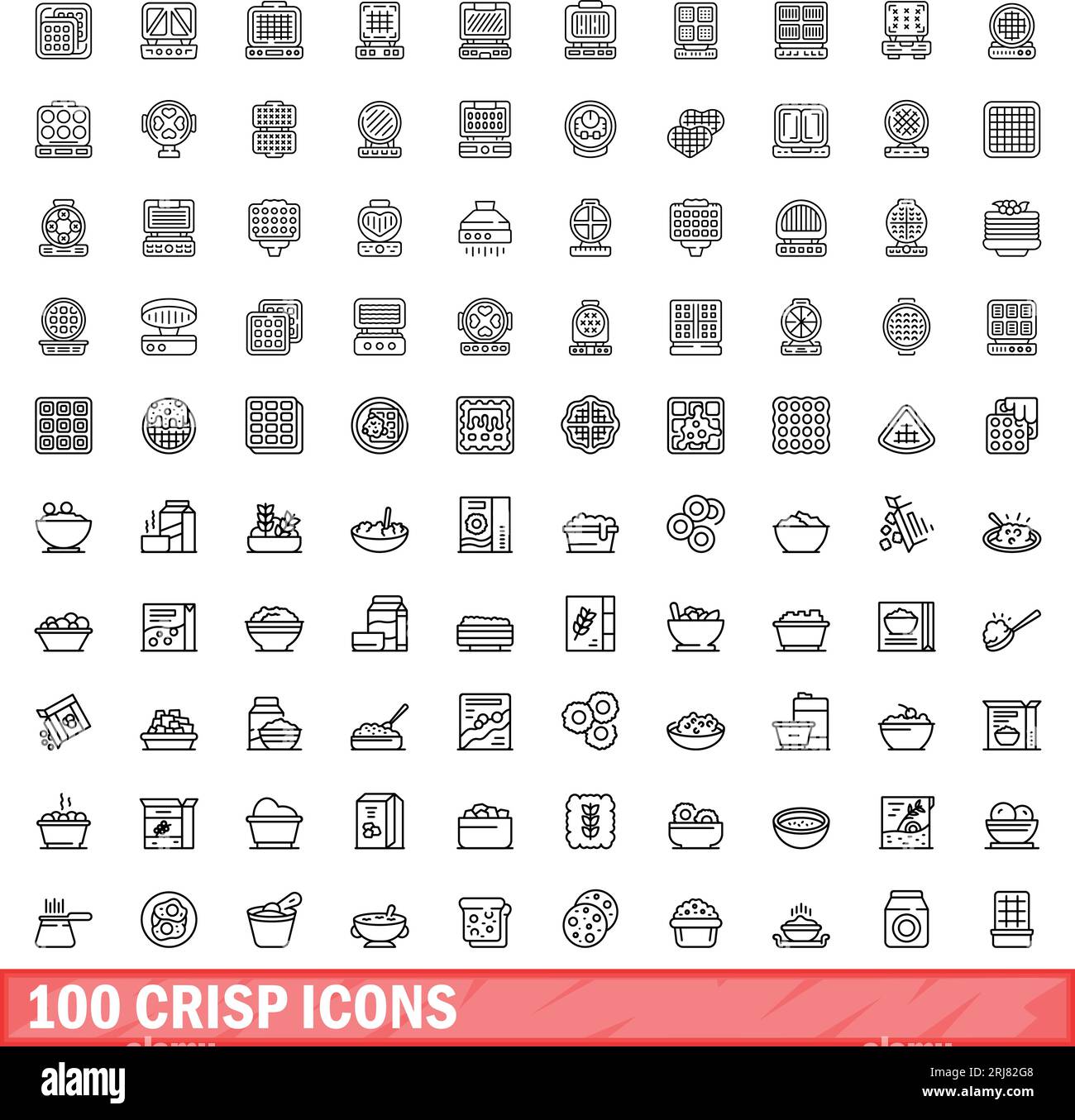 100 crisp icons set. Outline illustration of 100 crisp icons vector set ...