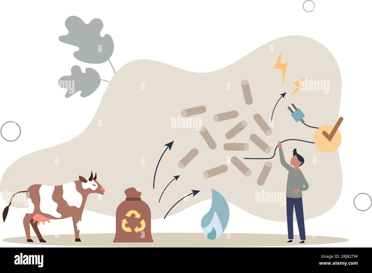 Biomass energy as alternative electricity production.flat vector ...