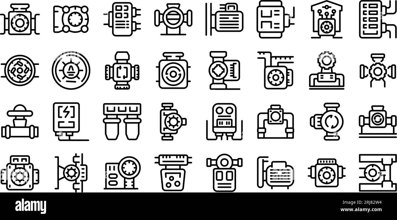 Water circulation pump icons set hi-res stock photography and images ...