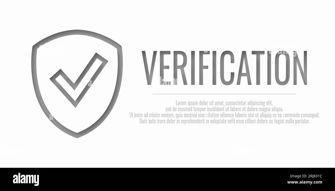 Verification banner with check shield. Security concept. Protection ...