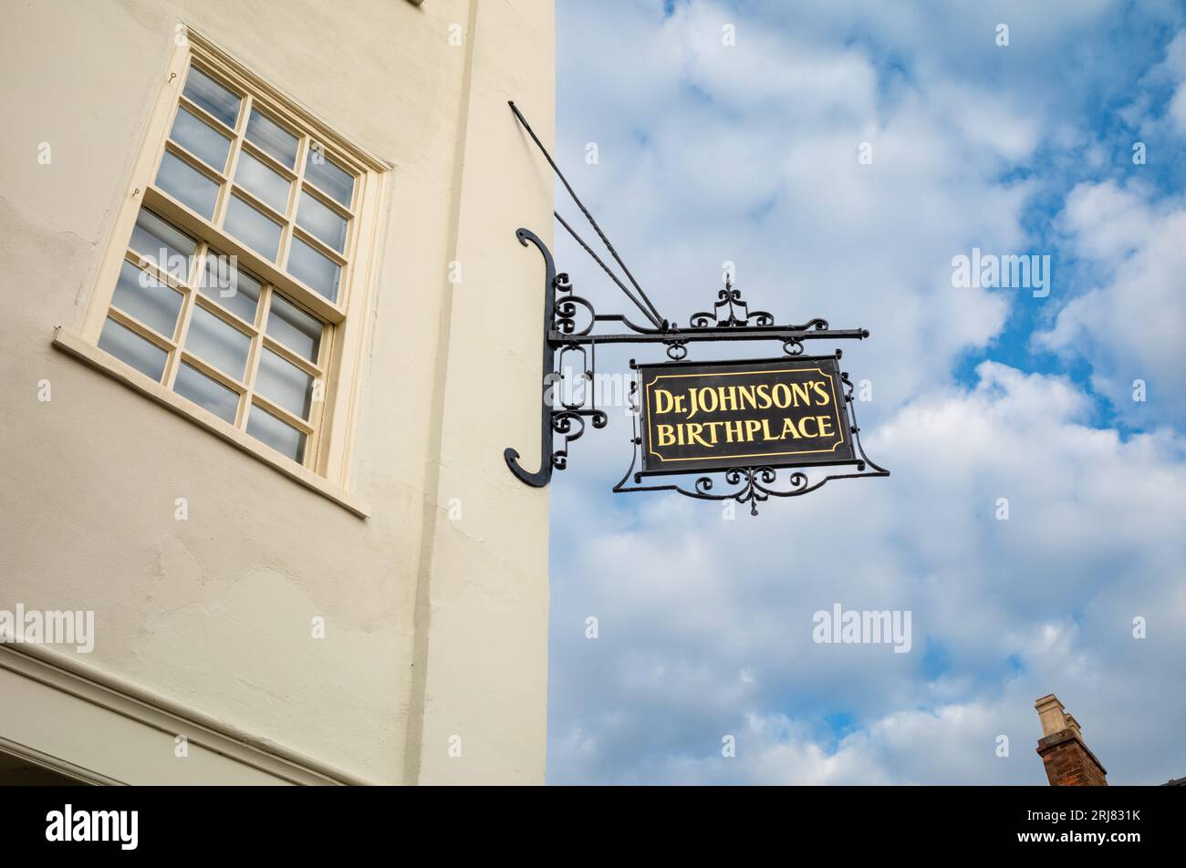 A sign on the house in Lichfield, Staffordshire, UK, where the famous ...