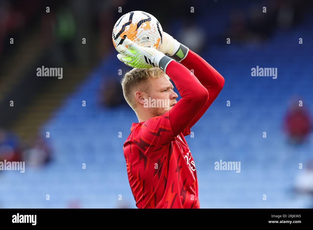 Aaron Ramsdale #1 of Arsenal during the pre-game warmup ahead of the ...