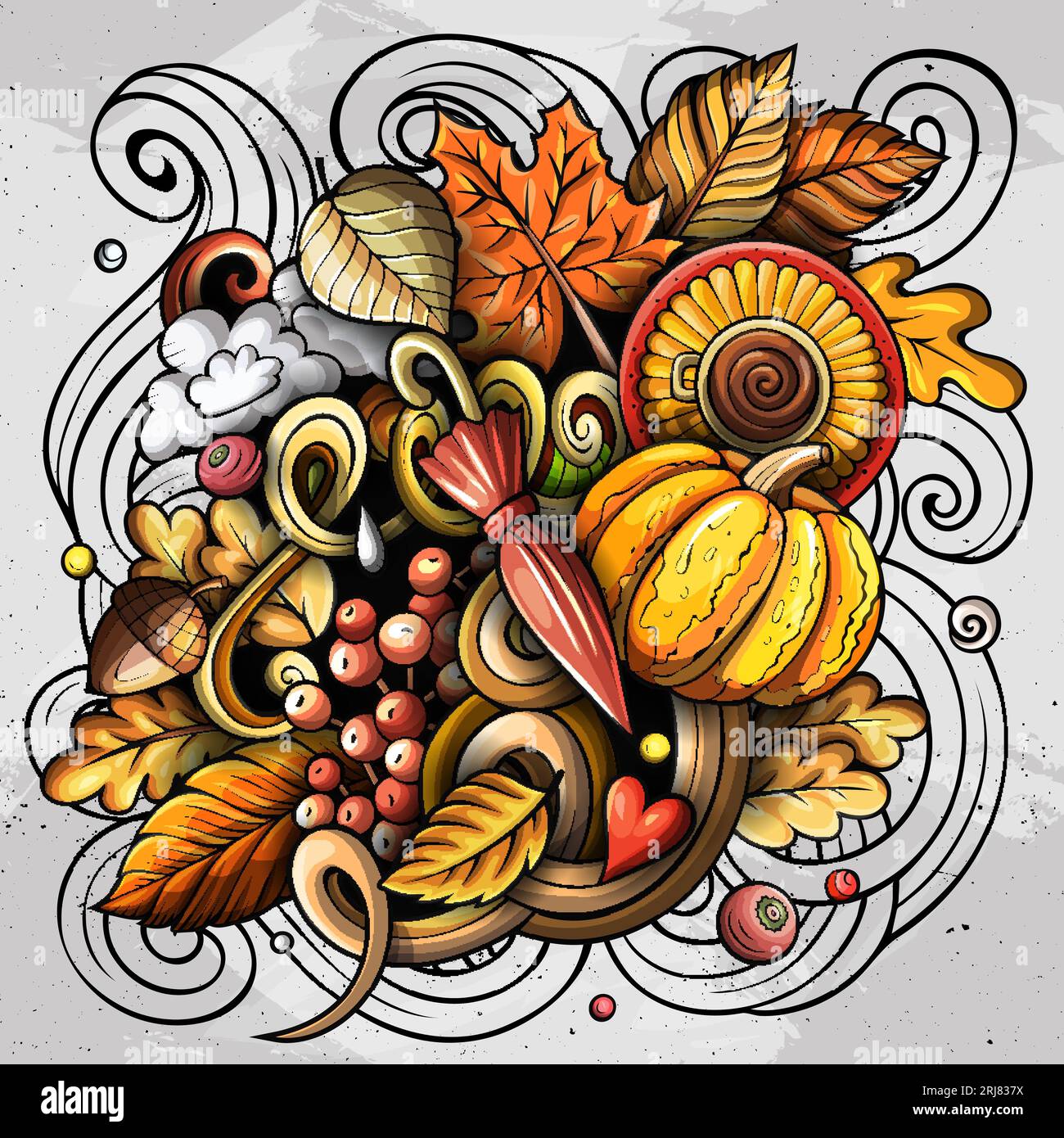 Autumn cartoon vector doodles illustration Stock Vector Image & Art - Alamy