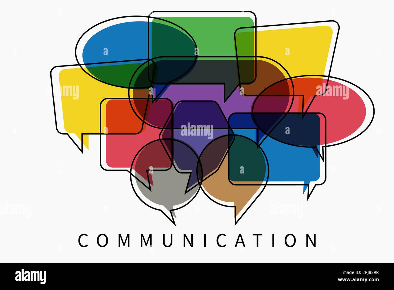 Communication. Word with colorful multi colored dialog speech bubbles ...