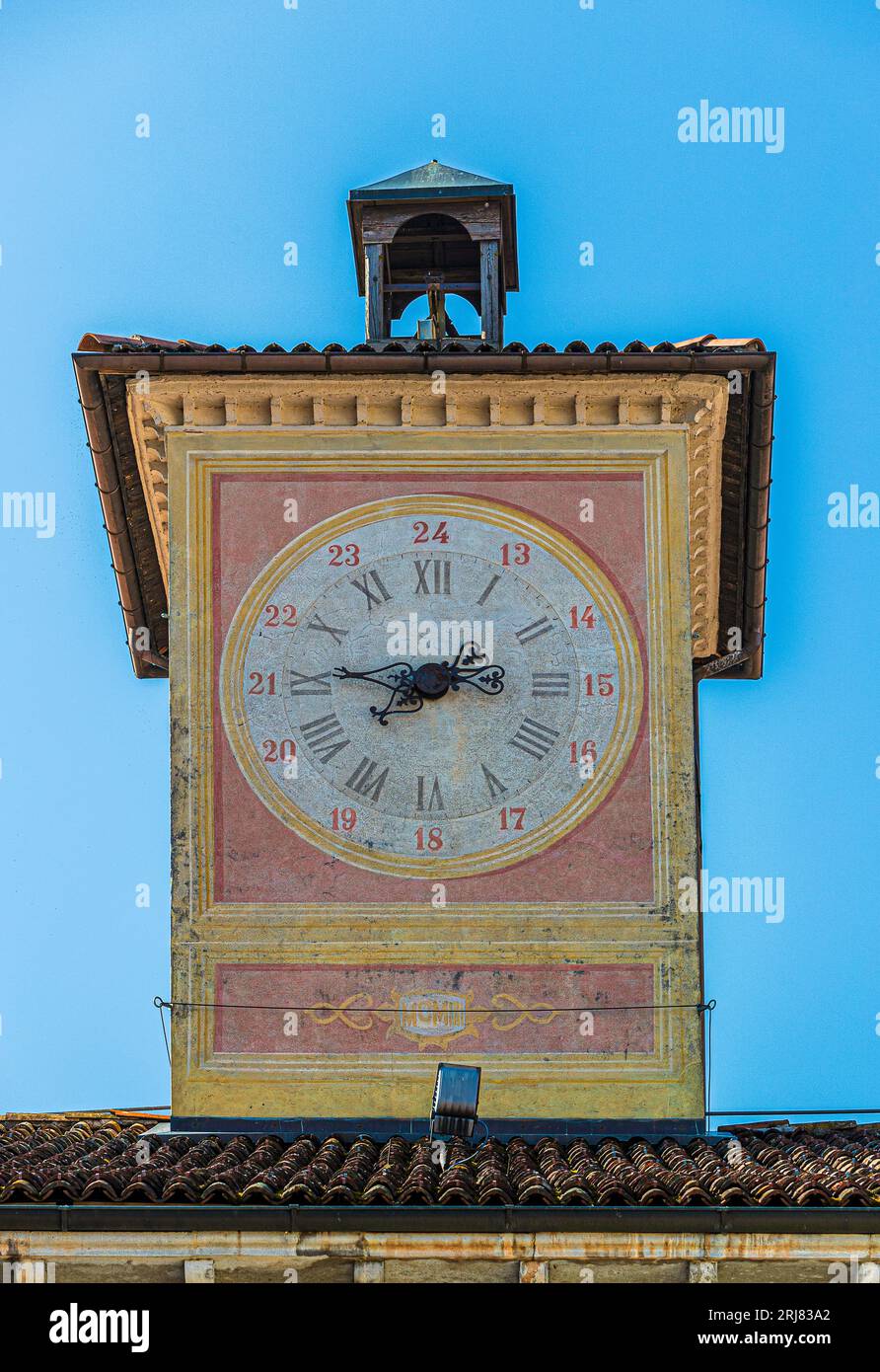 Italy Veneto Mel Town Hall (Palazzo Zorzi - 1511) / Clock Tower Stock ...