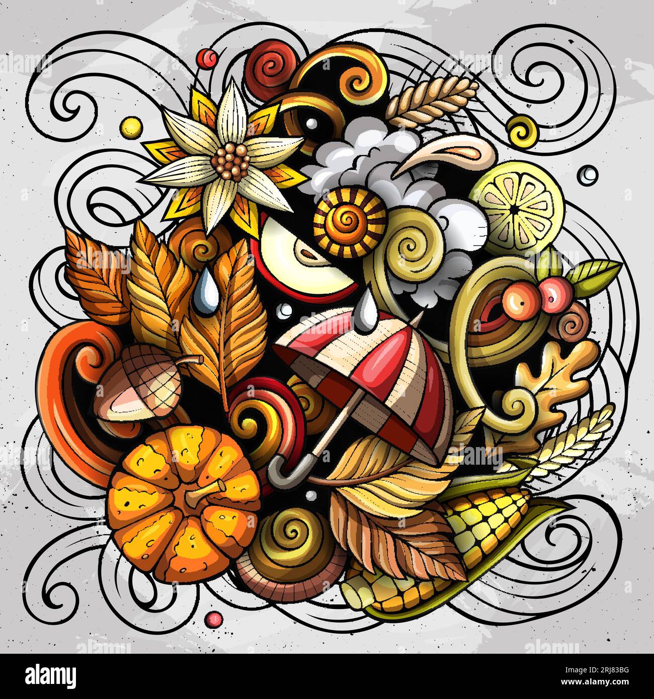 Autumn cartoon vector doodles illustration Stock Vector Image & Art - Alamy