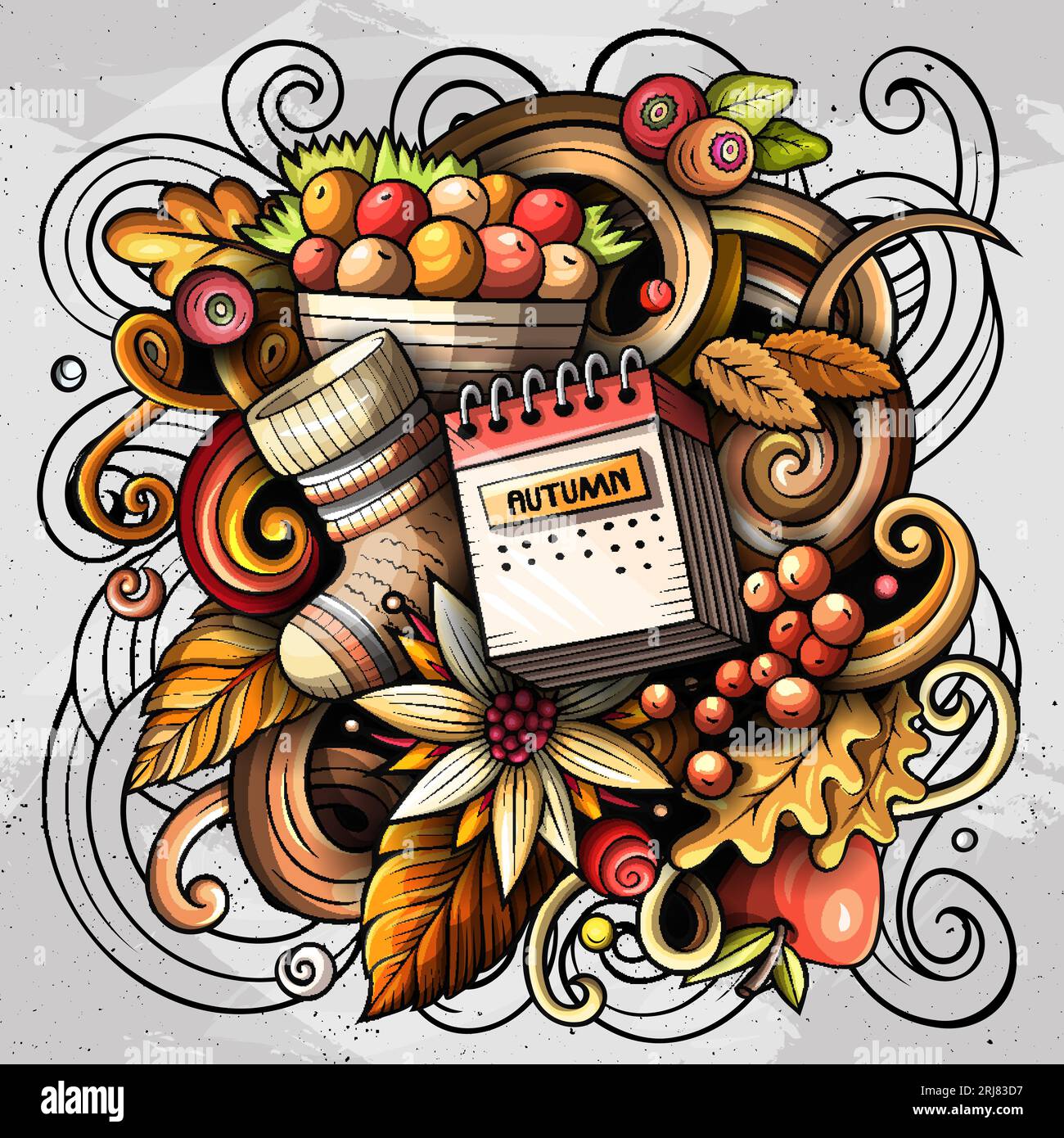 Autumn cartoon vector doodles illustration Stock Vector Image & Art - Alamy