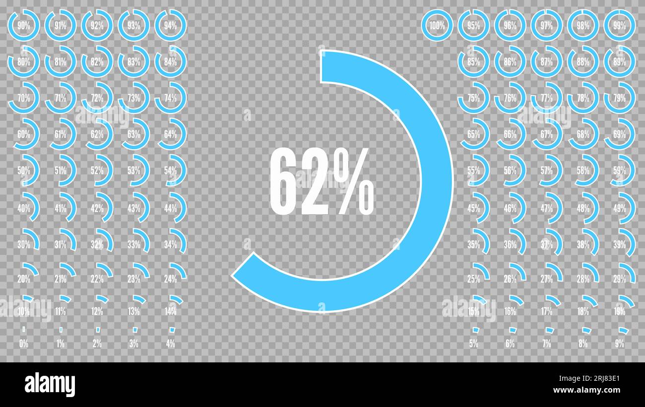 Percentage circle diagrams from 0 to 100. Set of icon for infographic ...