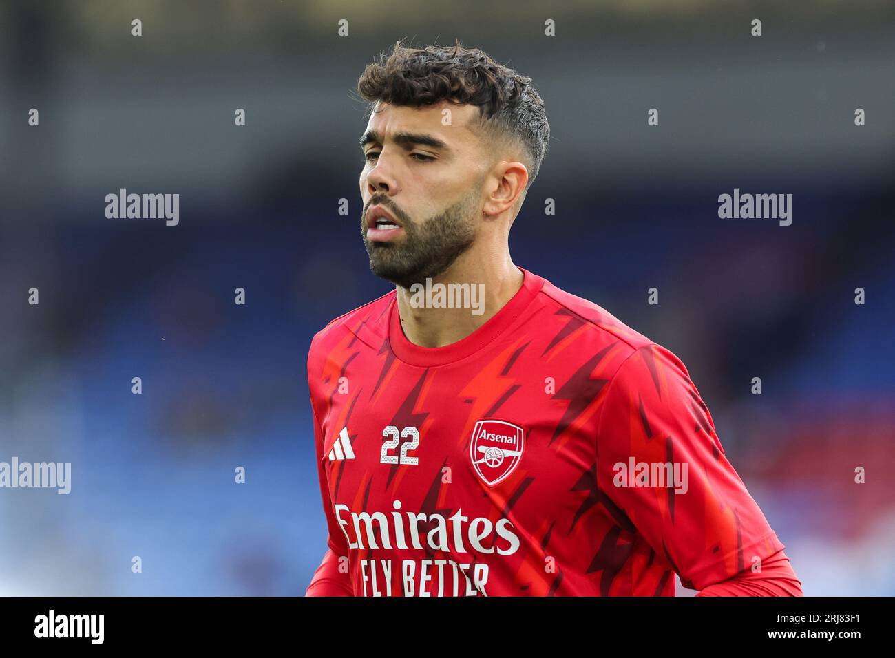 David Raya #22 of Arsenal during the pre-game warmup ahead of the ...