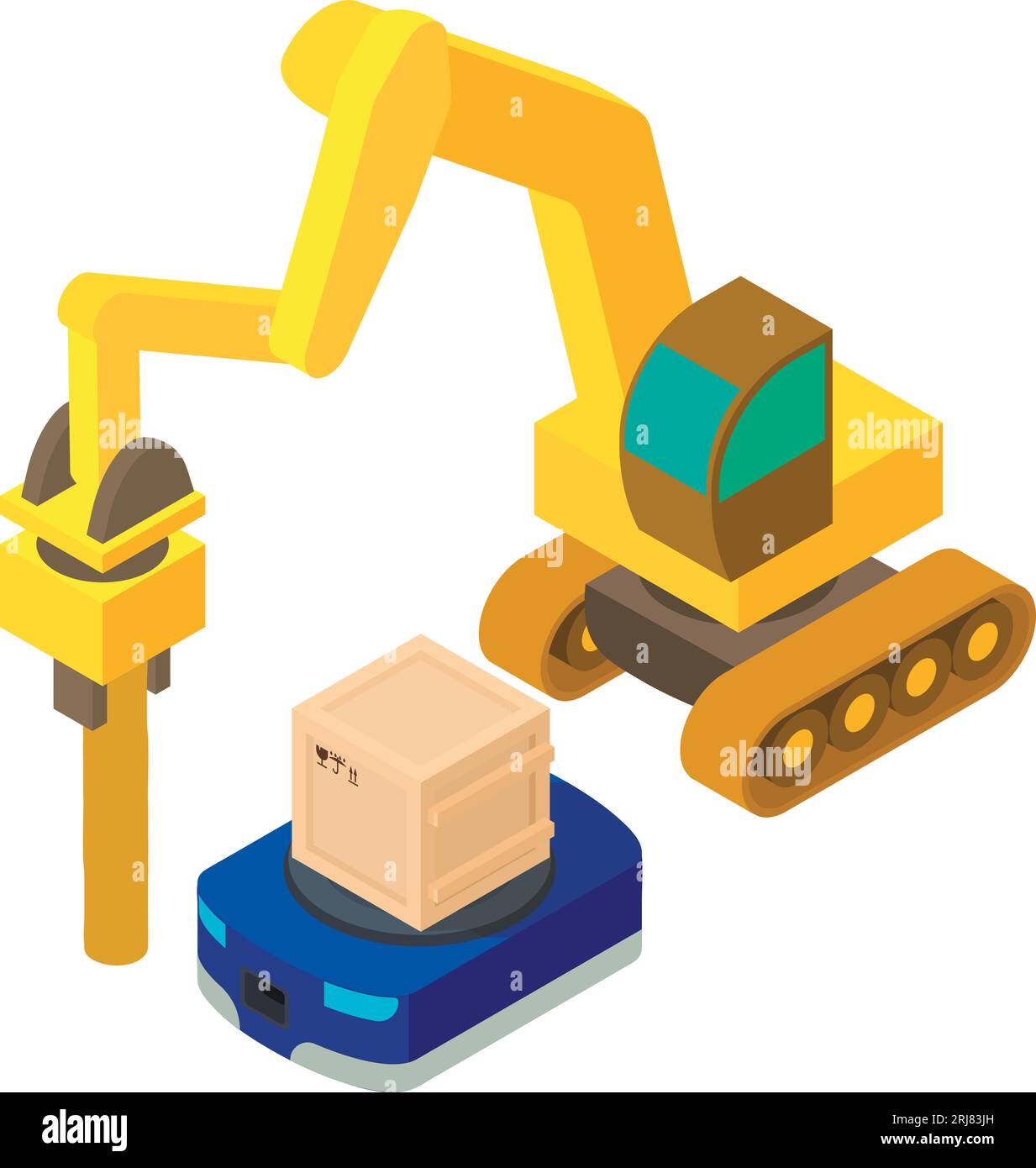 Ground work icon isometric vector. Large jackhammer near modern ...