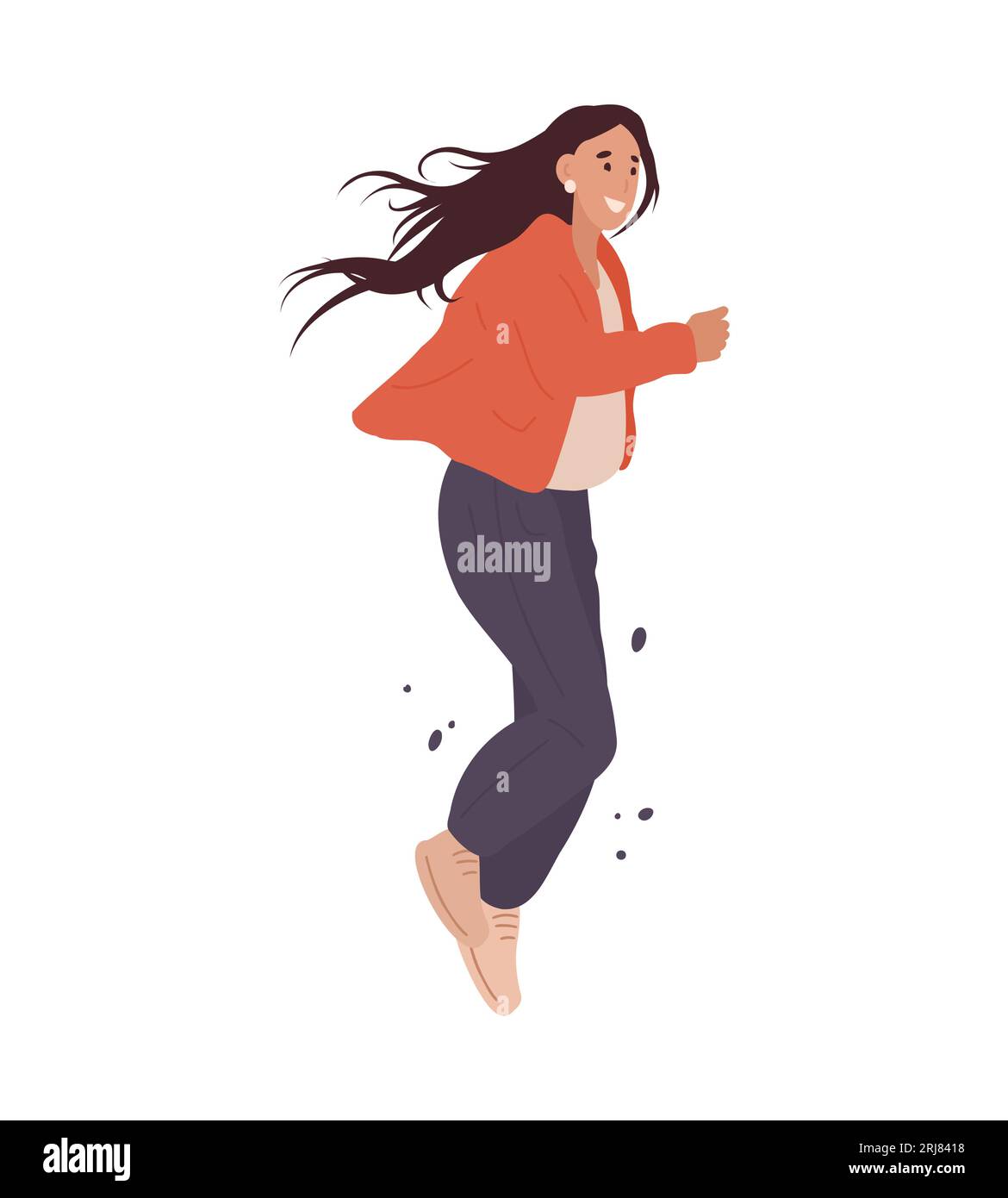 Happy laughing woman jumping and celebrating Stock Vector Image & Art ...