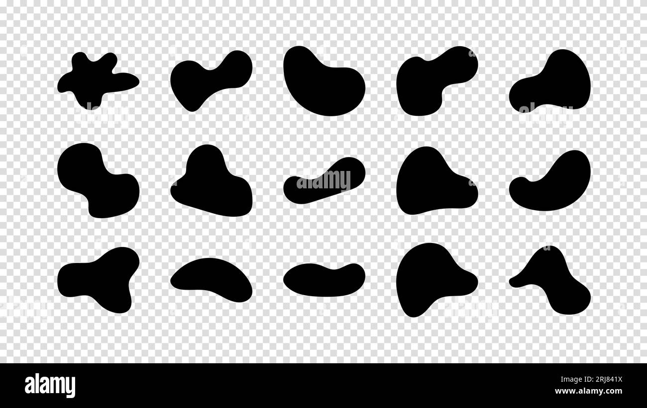 Liquid shapes, round abstract elements. Simple blotch water forms. Abstract organic black fluid ...