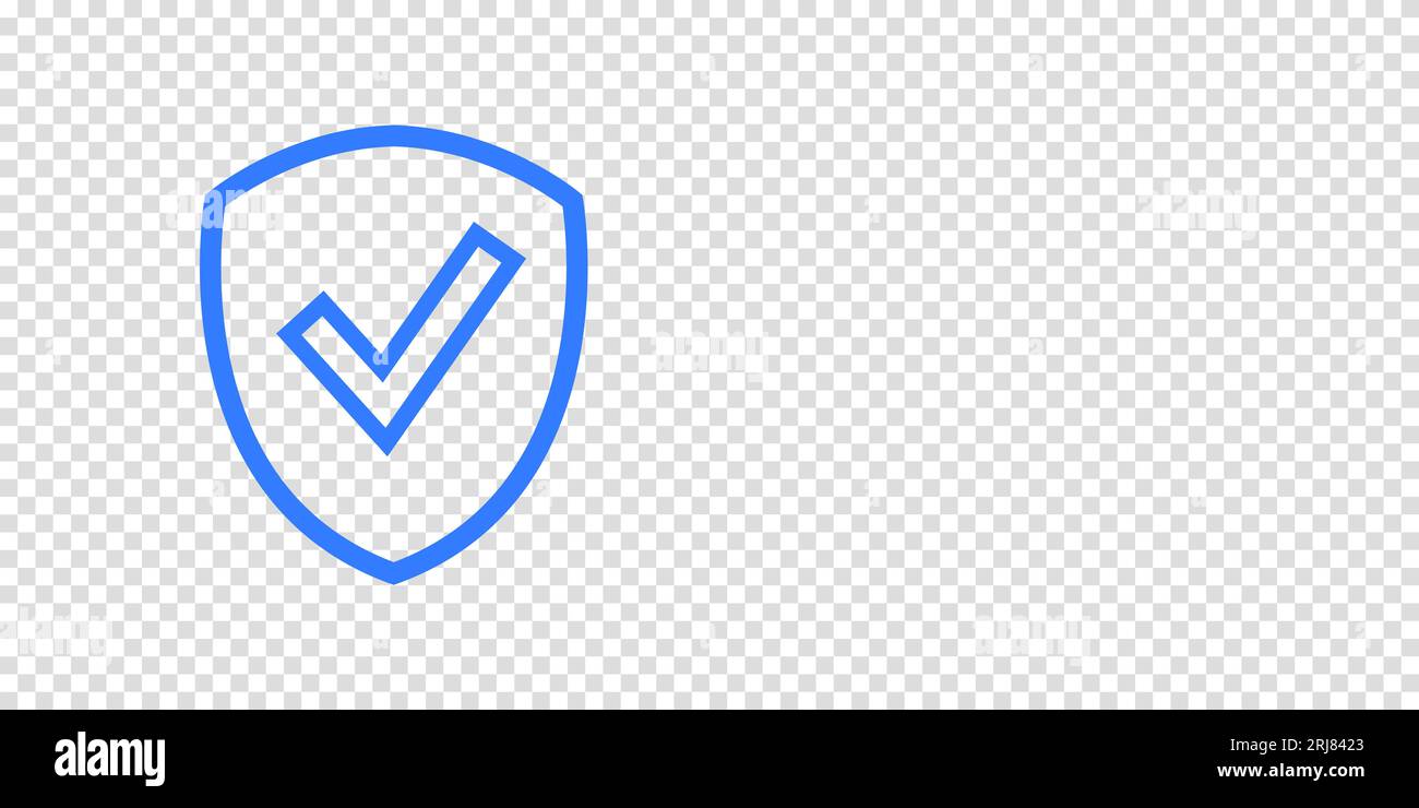 Banner with check shield. Safe information. Concept security protection ...