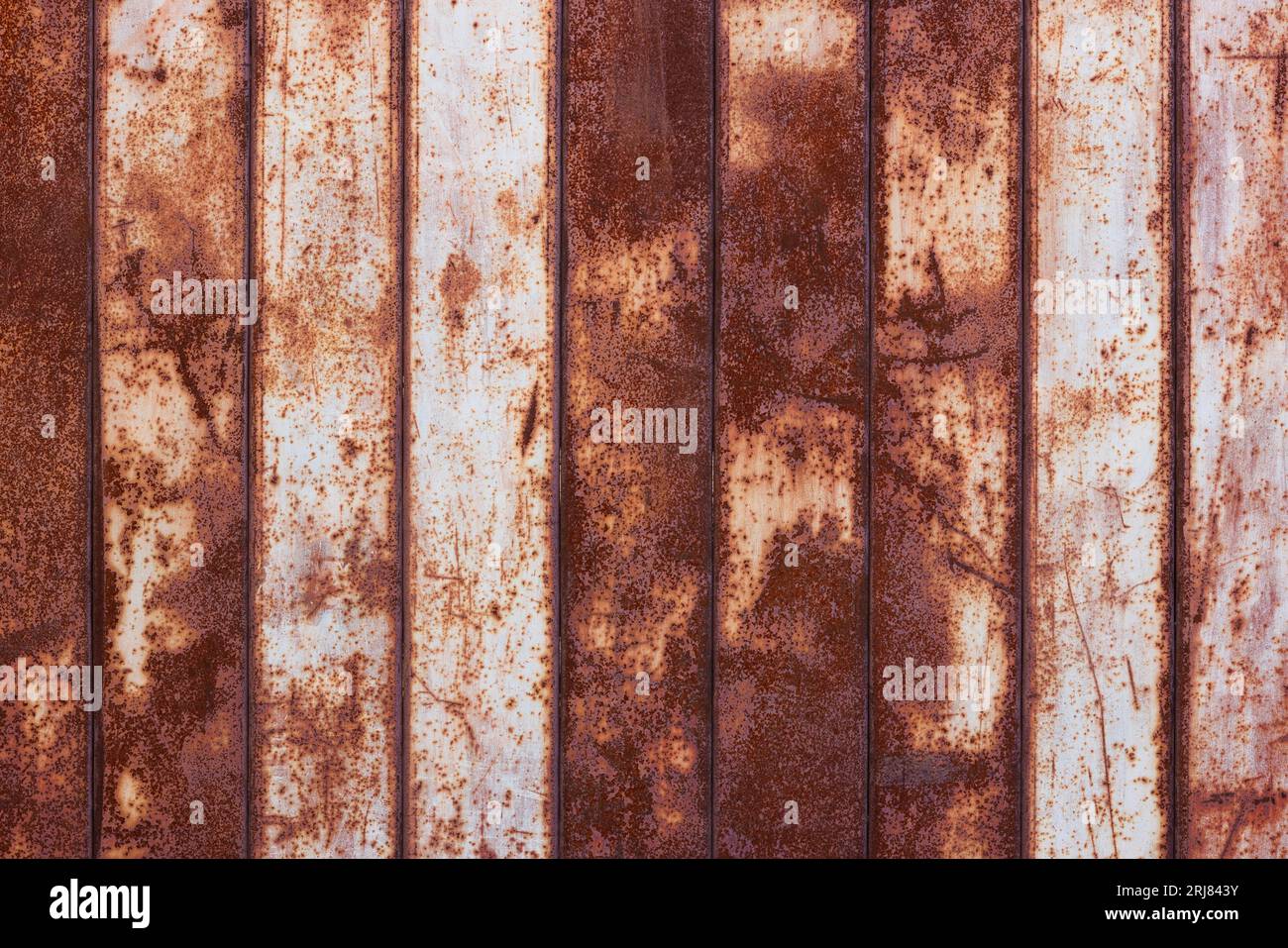 flat texture of rusty corrugated flat thin sheet metal surface with ...