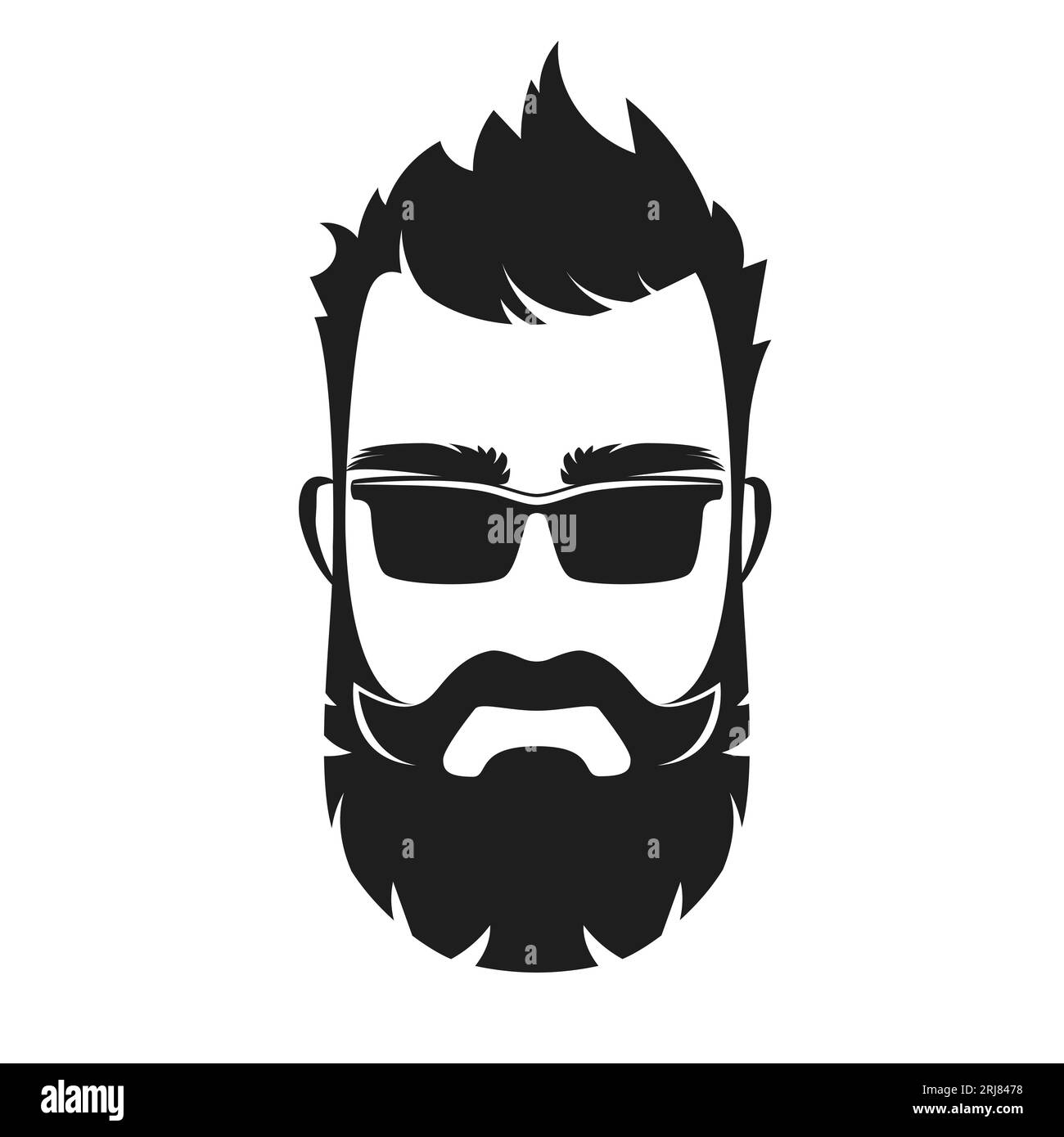 Hipster Male Head Barbershop Bearded Man With Glasses Logo Vector