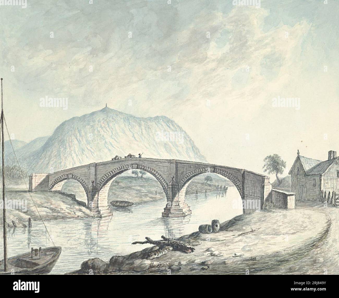 Llandreinio Bridge and Rodney's Pillar 1794 by John Ingleby Stock Photo ...