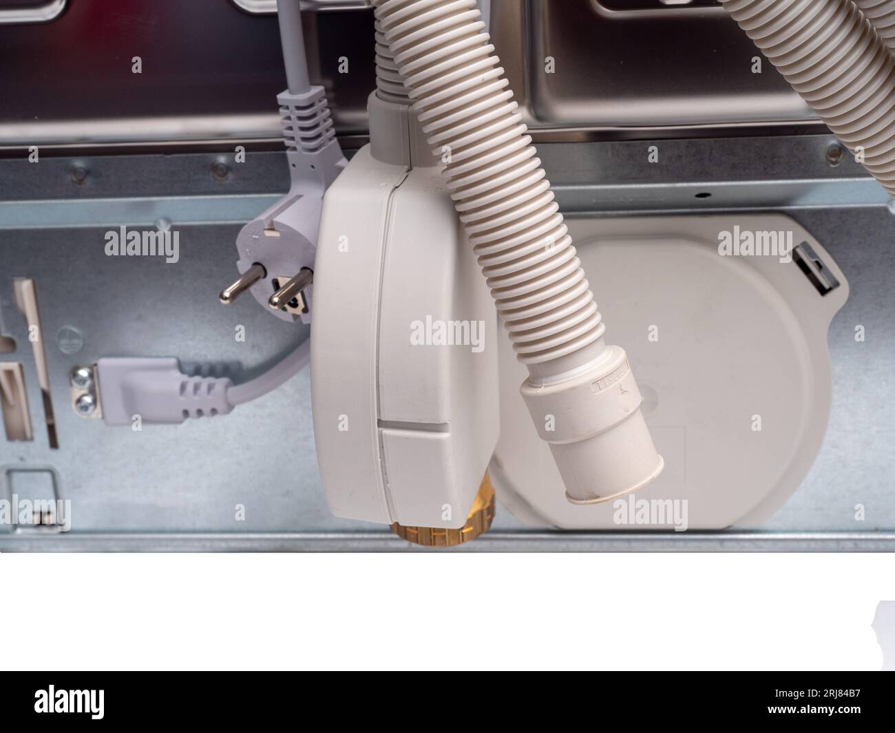 Built-in dishwasher on a white background. Dishwasher back view Stock ...