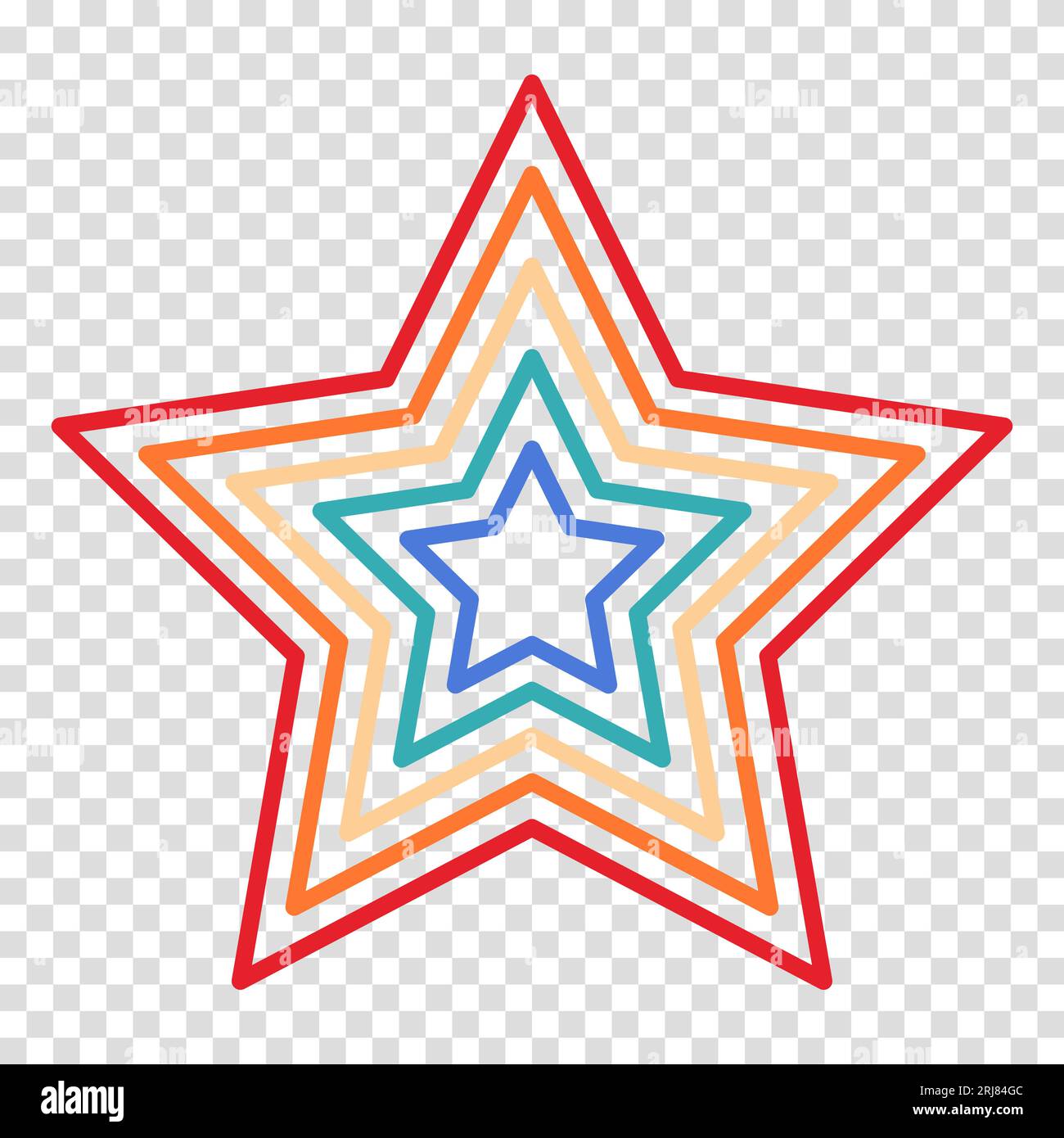 Colorful rating star in retro style on a transparent background ...