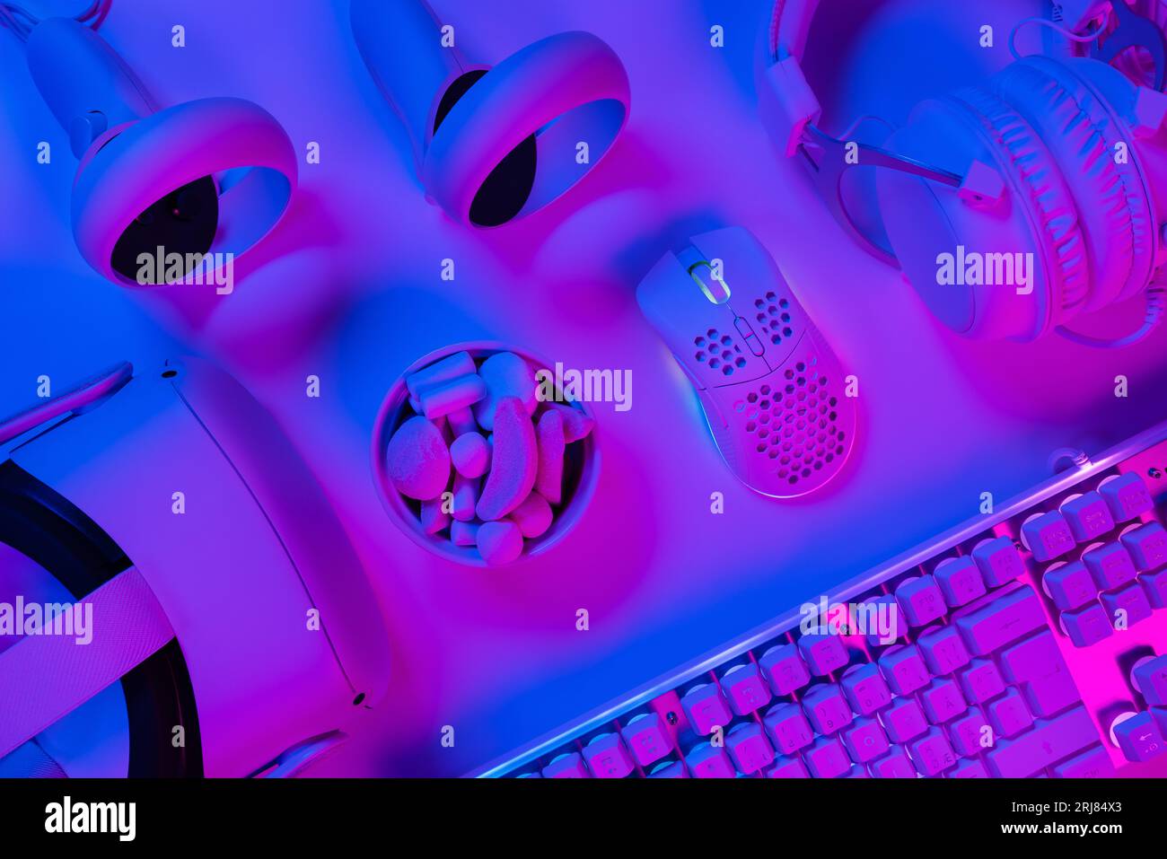 Overhead various gadgets hi-res stock photography and images - Alamy