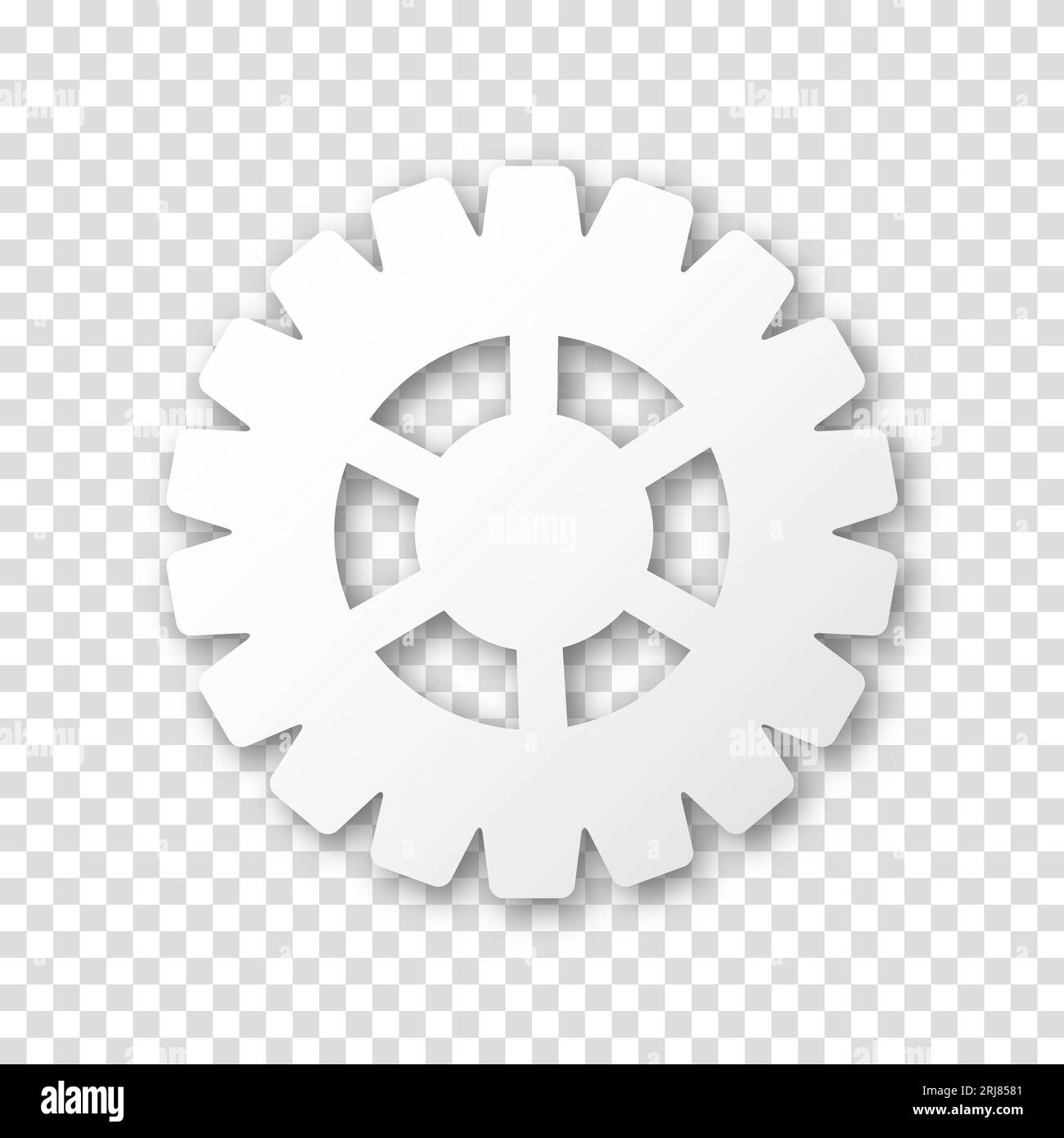 Gear icon, flat design. Machine sprocket gear icon. Realistic vector ...