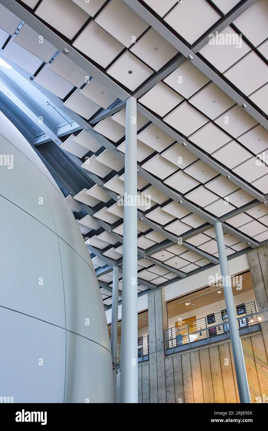 Unique architecture of white interior roof tiles inside the Academy of ...