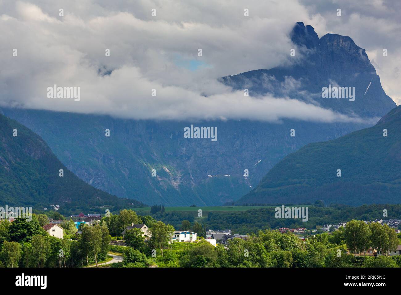 Hillside houses, Andalsnes, More og Romsdal County, Norway, Scandinavia ...