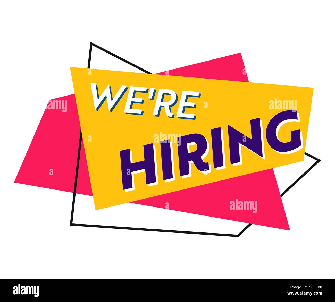 We are hiring yellow, violet, pink banner with frame Stock Vector Image ...