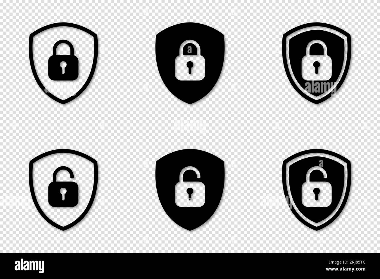 Set of Shield Lock and Unlock Icon. Symbol padlock. Vector sign Illustration Stock Vector Image ...