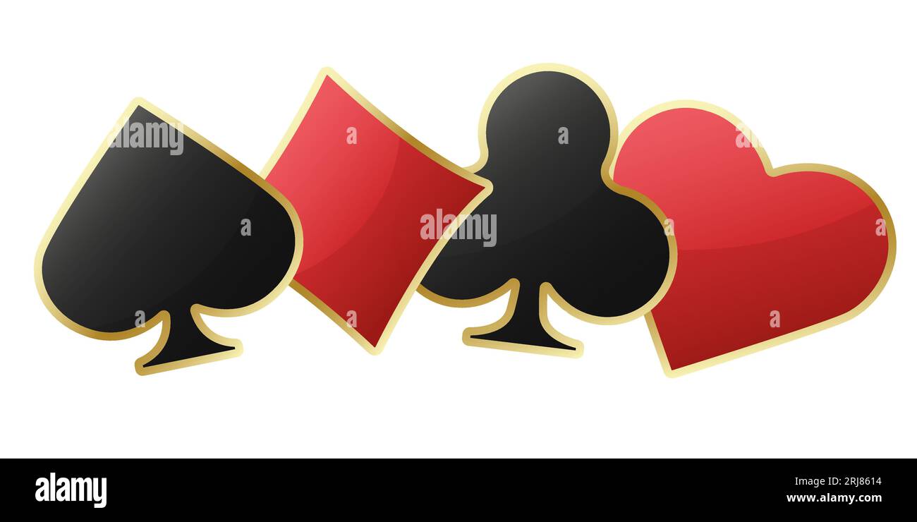 Hearts diamonds clubs spades sign realistic chips. Glossy playing card ...