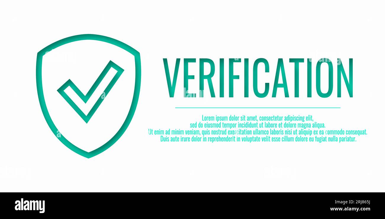 Verification banner with check shield. Security concept. Protection ...