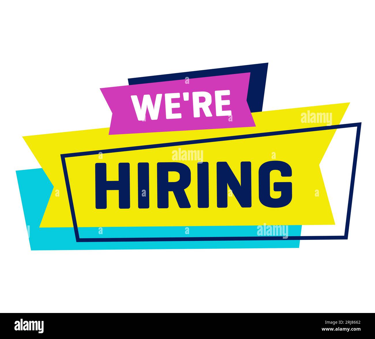 We are hiring yellow, violet, blue banner with frame Stock Vector Image ...