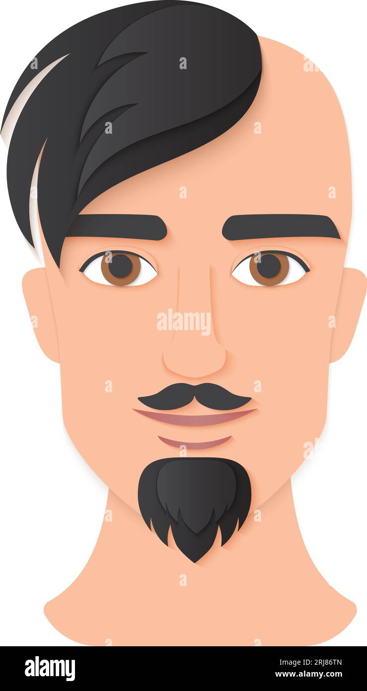 Head man with mustache and small beard. Stylish bearded man cartoon ...