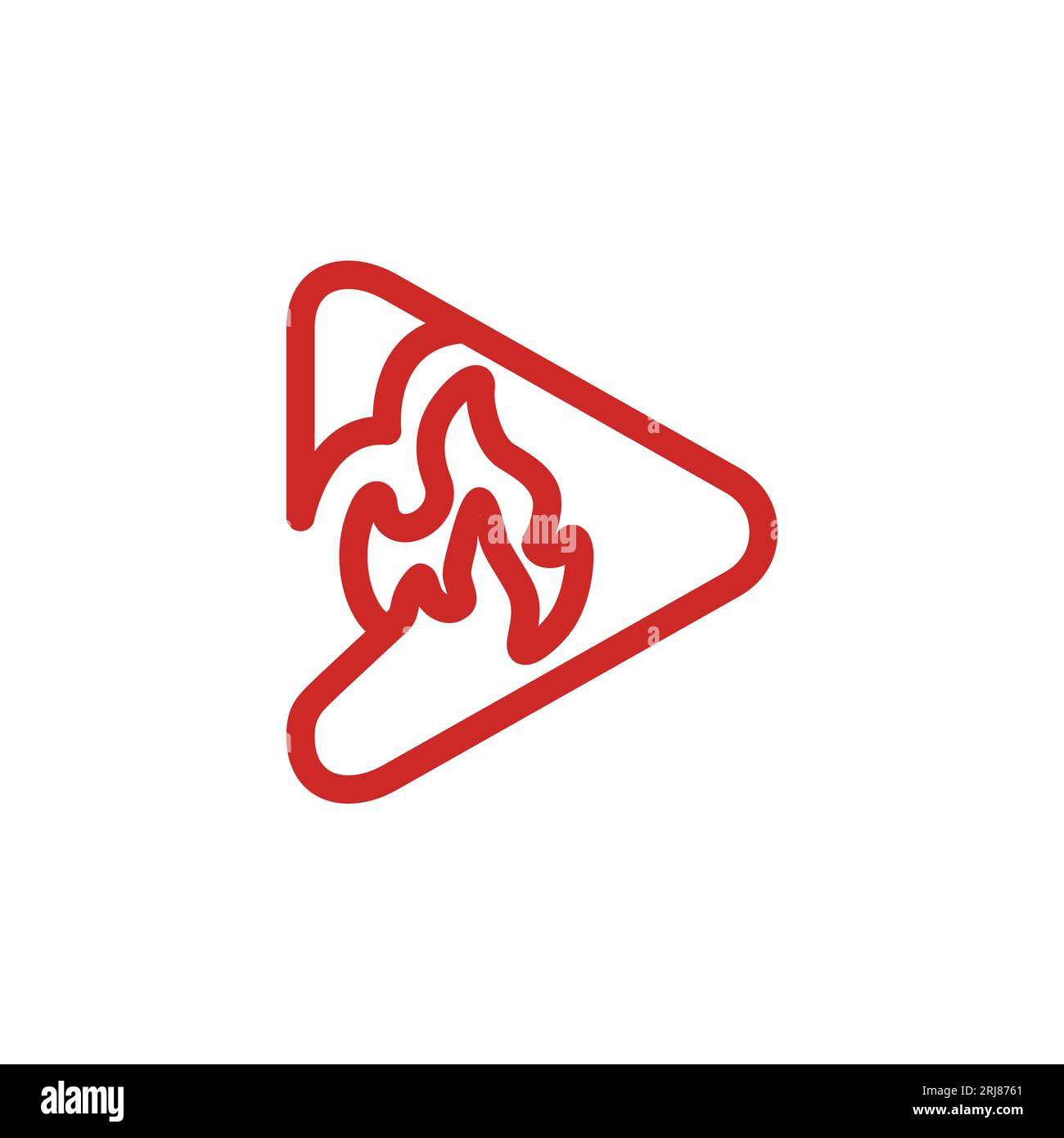 play button fire flame line symbol logo aplication Stock Vector Image ...
