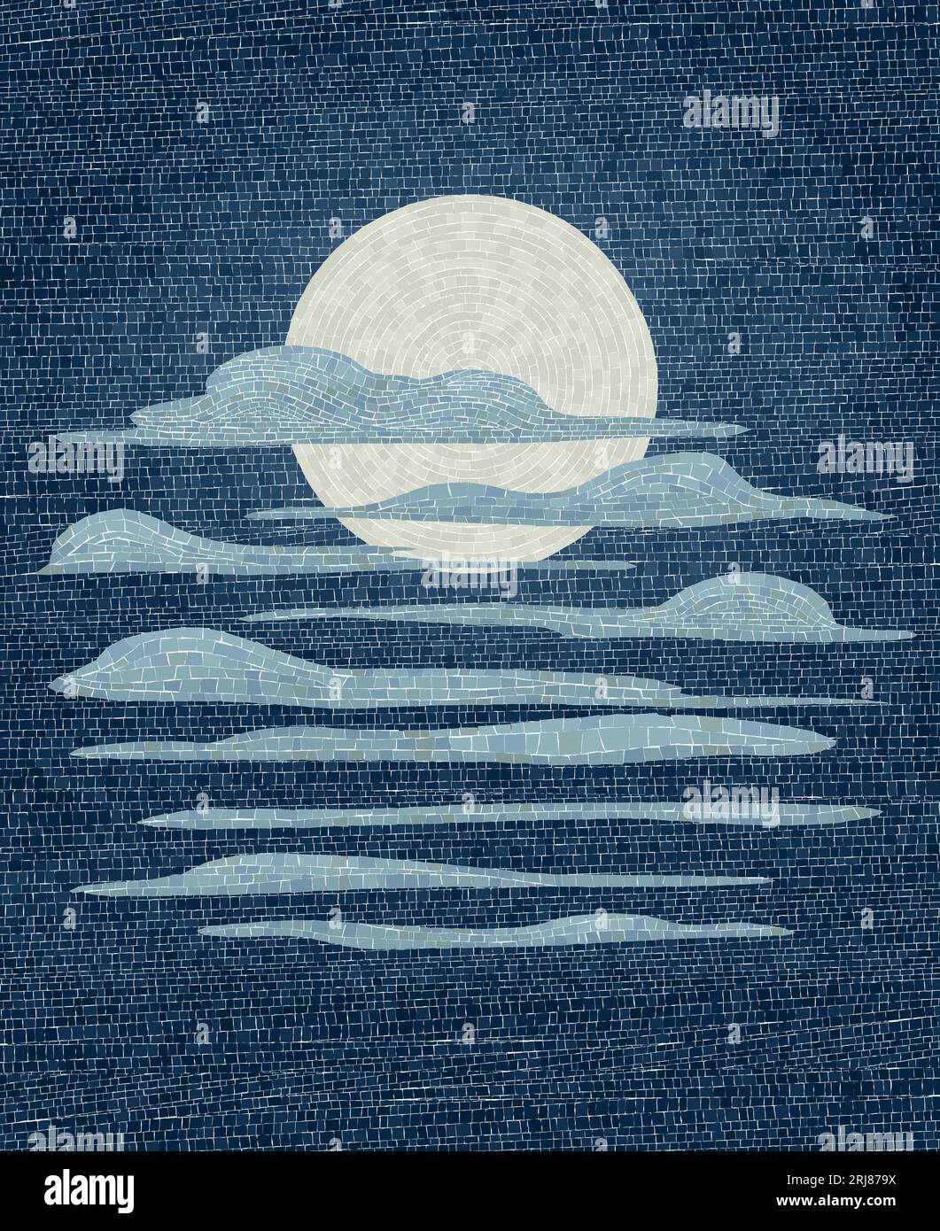 Moon and clouds mosaic, vector abstract art illustration Stock Vector ...