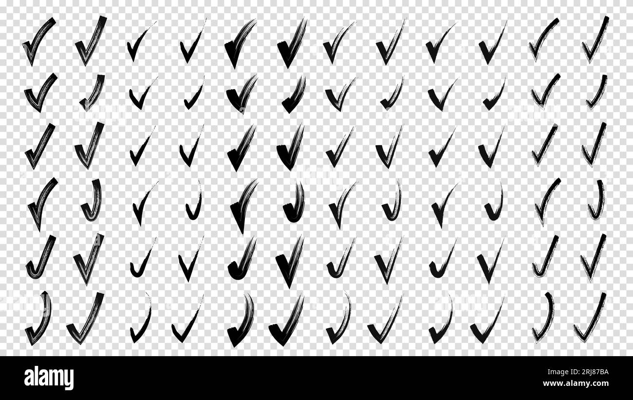 Brush hand drawn painted checkmarks set collection. Collection of hand ...