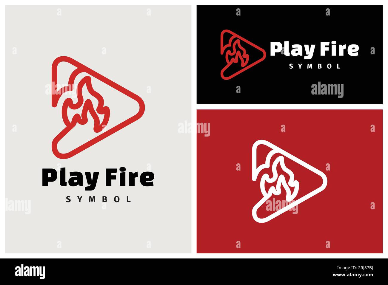 play button fire logo symbol vector, icon flame play button Stock ...