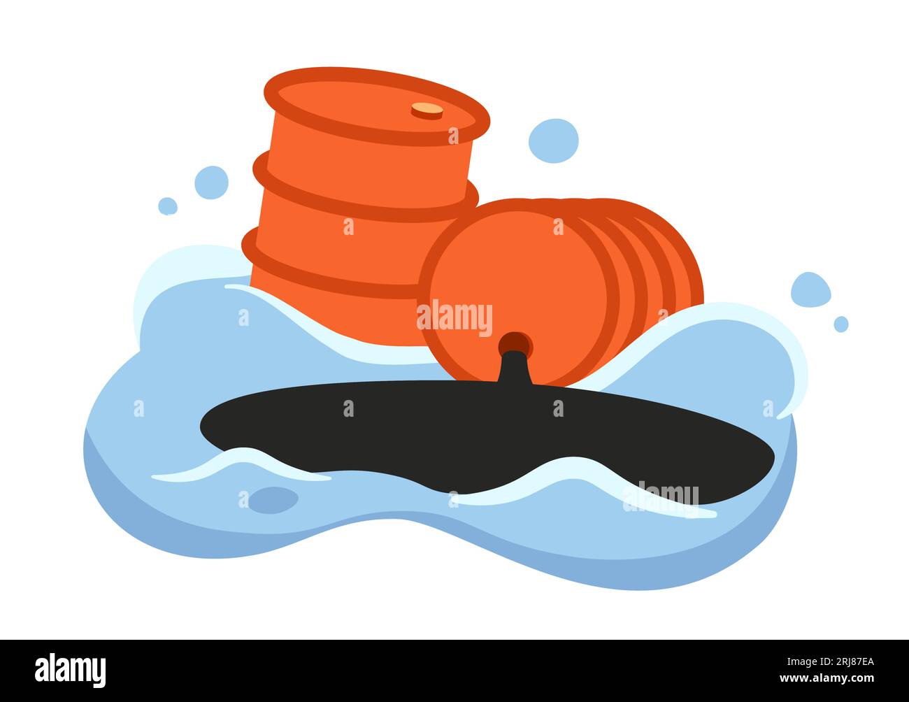 Oil spill into ocean flat concept vector spot illustration Stock Vector ...